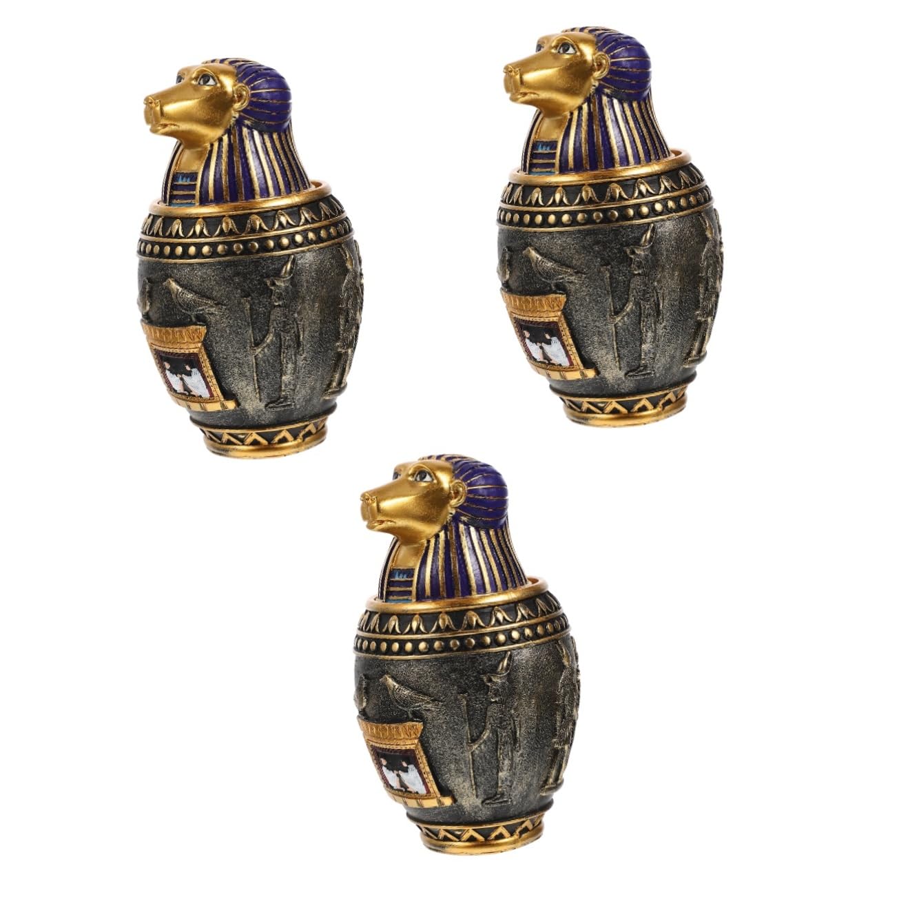 3pcs Egyptian Urn Pet Ash Storage Bottle Pet Commemorative Casket Pet Cremation Urn Bone Ash Container Urn for Cat Ashes Animals Ash Bottle Dog Ash Bottle Pet Cinerary Holder