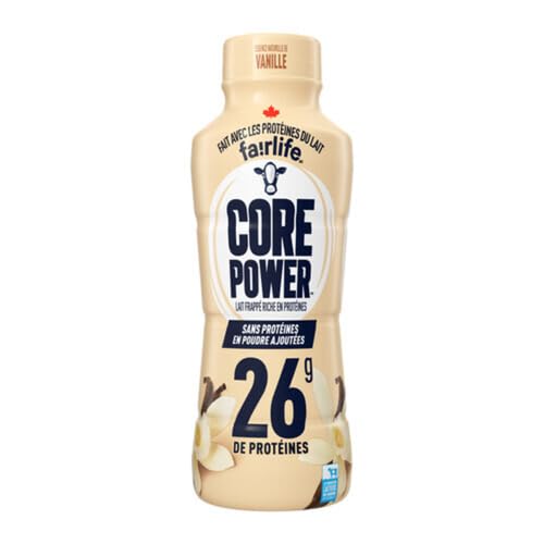Fairlife Core Power 26g Protein Milk Shakes, Vanilla, (Pack of 4) Made with Canadian Milk, 414mL/14 fl. oz. (Shipped from Canada)