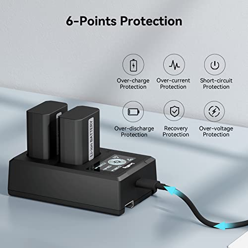 SmallRig NP-FW50 Battery Charger Set for Sony NP-FW50 Battery, Double Slot NP-FW50 Charger for Sony ZV-E10, A6000, A6500, A6300, A6400, A7, A7 II, A7R II, A7S II, A7S, A7R, RX10, 1030mAh - 3818