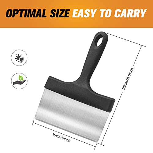 Heavy Duty Grill Scraper Stainless Steel Griddle Scraper with 5" Handle,Sturdy Food Scraper Tool Kitchen for Blackstone Grill Accessories,Outdoor Barbecue Turners Tools