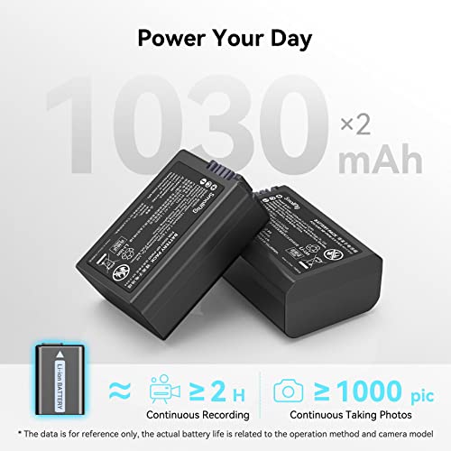 SmallRig NP-FW50 Battery Charger Set for Sony NP-FW50 Battery, Double Slot NP-FW50 Charger for Sony ZV-E10, A6000, A6500, A6300, A6400, A7, A7 II, A7R II, A7S II, A7S, A7R, RX10, 1030mAh - 3818