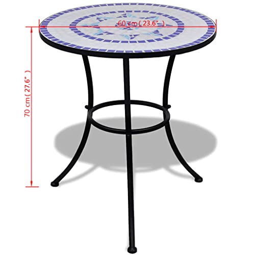 vidaXL Bistro Table Mosaic Ceramic Blue White Outdoor Garden Patio Cafe Coffee