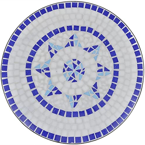 vidaXL Bistro Table Mosaic Ceramic Blue White Outdoor Garden Patio Cafe Coffee