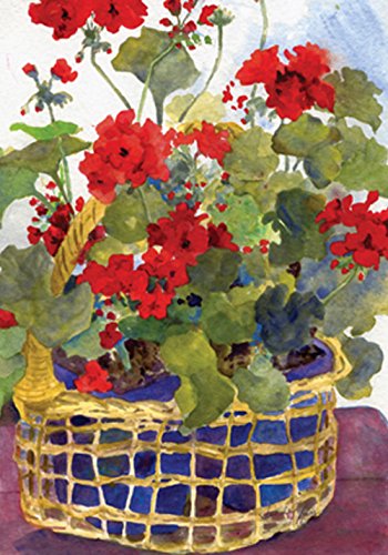 Toland Home Garden 109136 Geranium Basket Spring Flag 28x40 Inch Double Sided Spring Garden Flag for Outdoor House Flower Flag Yard Decoration