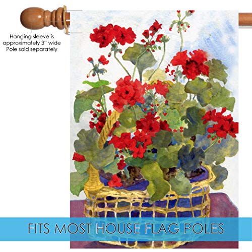 Toland Home Garden 109136 Geranium Basket Spring Flag 28x40 Inch Double Sided Spring Garden Flag for Outdoor House Flower Flag Yard Decoration