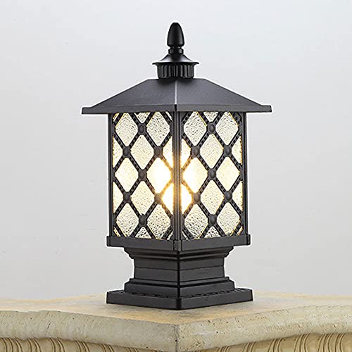 Post Lights Outdoor Waterproof Castlight Casting Aluminum Glass Post Cap Lights Modern Simple Villa Wall Gate Pillar Lamp LED Night Safety (Bronze B) (Dark A)