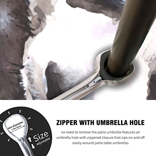 Lirduipu Animal Pattern Round Outdoor Tablecloth,Stain-Resistant Non-Slip Outdoor Round Tablecloth with Umbrella Hole and Zipper,for Patio Garden Tabletop Decor(52" Round,White Beige Black)