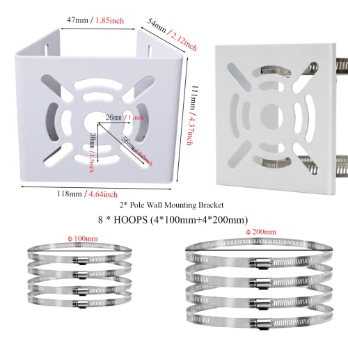 2pcs Universal Wall Mounting Bracket with 8 Loops, Vertical Pole Mount Adapter for CCTV Security Camera PTZ Dome Indoor Outdoor AP Access Point Client CPE