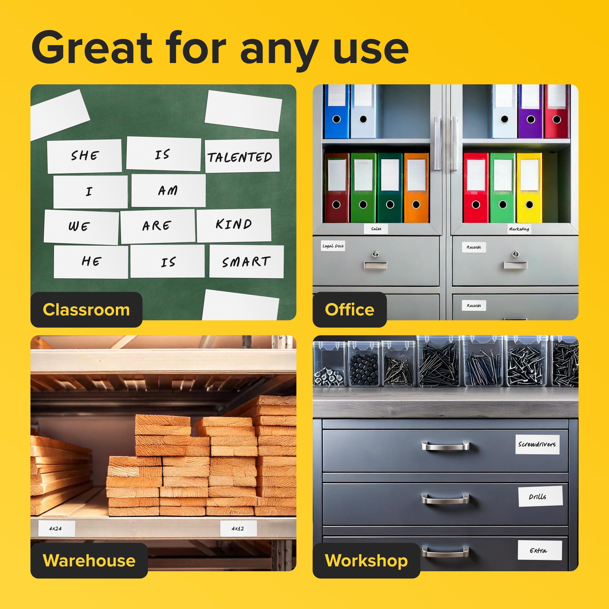 Dry Erase Magnetic Labels - Reusable Sticky Notes - Magnetic Notepads for Refrigerator - Dry Erase Magnetic Sheets - Blank Magnet Stickers to Write On - Magnets for Whiteboard Classroom Fridge