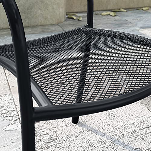 Royal Garden Metal Patio Outdoor Tables and Chairs Set Up - Nova Collection - Industrial Steel Mesh 5-Piece Round Dining Set - Black