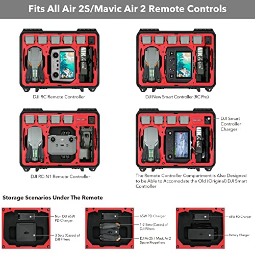 SYMIK P380-MA2DL-V3 Dual Layer Waterproof Hard Carrying Case for DJI Air 2S / Mavic Air 2 Drone/Fly More Combo w/DJI RC/RC Pro/Smart or RC-N1 Standard Controller, Landing Pad, iPad, Accessories