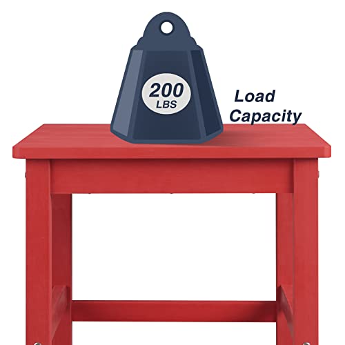 Psilvam Oversized Outdoor Side Table, 19.68" Poly Lumber Adirondack Side Table, Weather Resistant Patio Side Table for Poolside, Garden and Front Porch (Red)