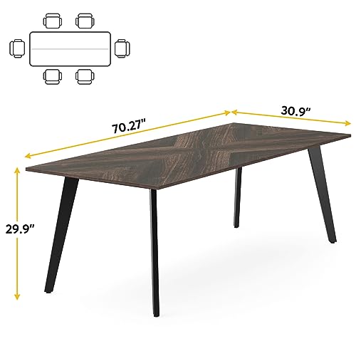 LITTLE TREE 6FT Conference Table, 70.2”W X 30.9”D Rectangular Meeting Room Table Seminar Table,Brwon