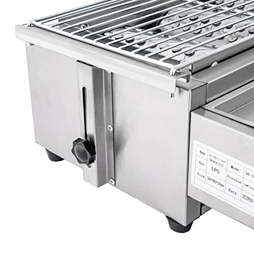Fetcoi 4-Burner Outdoor Tabletop Propane Gas Grill, Stainless Steel Portable BBQ Grills Smokeless Griddle Barbecue Grill Table for Camping Picnics Garden Beach Party