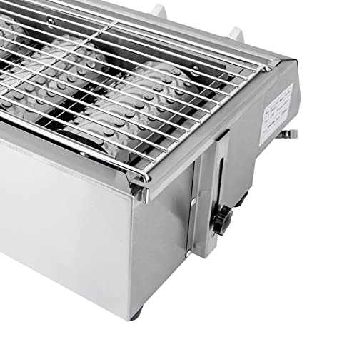 Fetcoi 4-Burner Outdoor Tabletop Propane Gas Grill, Stainless Steel Portable BBQ Grills Smokeless Griddle Barbecue Grill Table for Camping Picnics Garden Beach Party