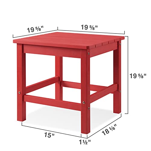 Psilvam Oversized Outdoor Side Table, 19.68" Poly Lumber Adirondack Side Table, Weather Resistant Patio Side Table for Poolside, Garden and Front Porch (Red)