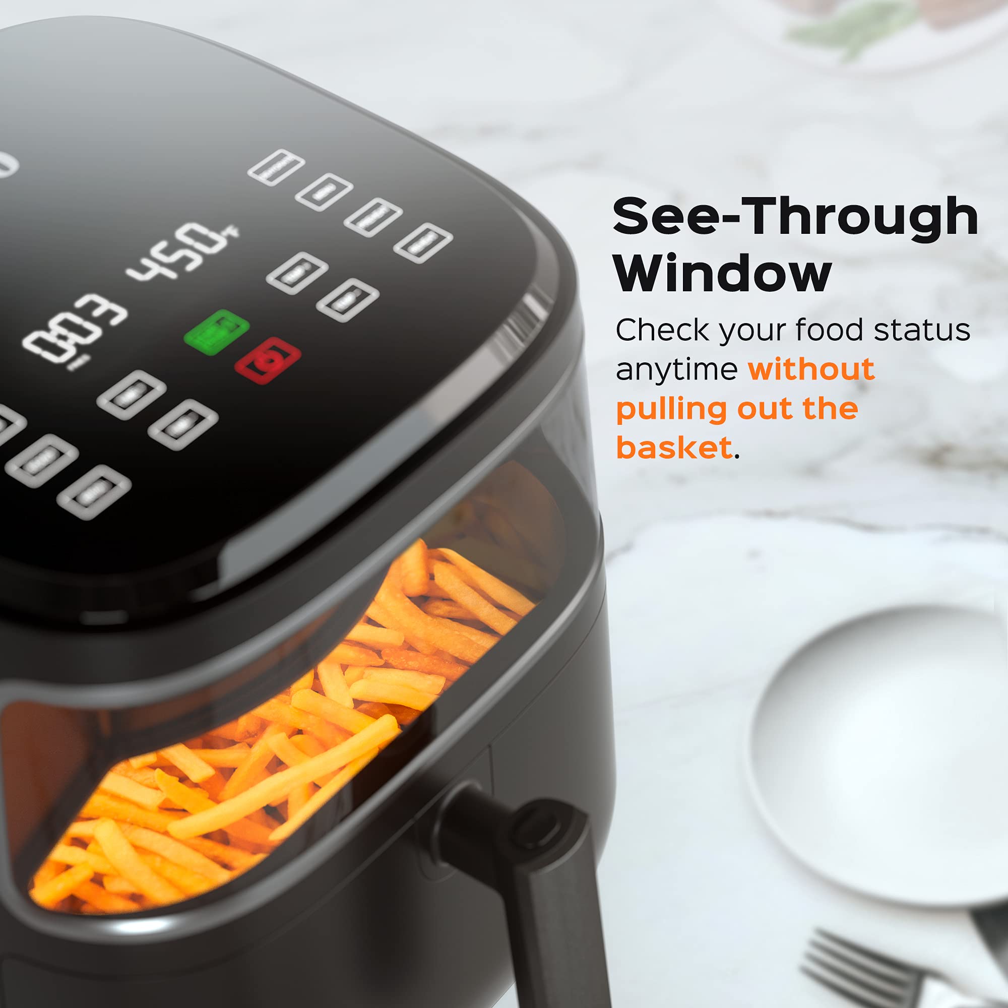 Dreo Air Fryer Pro Max, 11-in-1 Digital Air Fryer Oven Cooker with 100 Recipes, Visible Window, Supports Customerizable Cooking, 100℉ to 450℉, LED Touchscreen, Easy to Clean, Shake Reminder, 6.8QT
