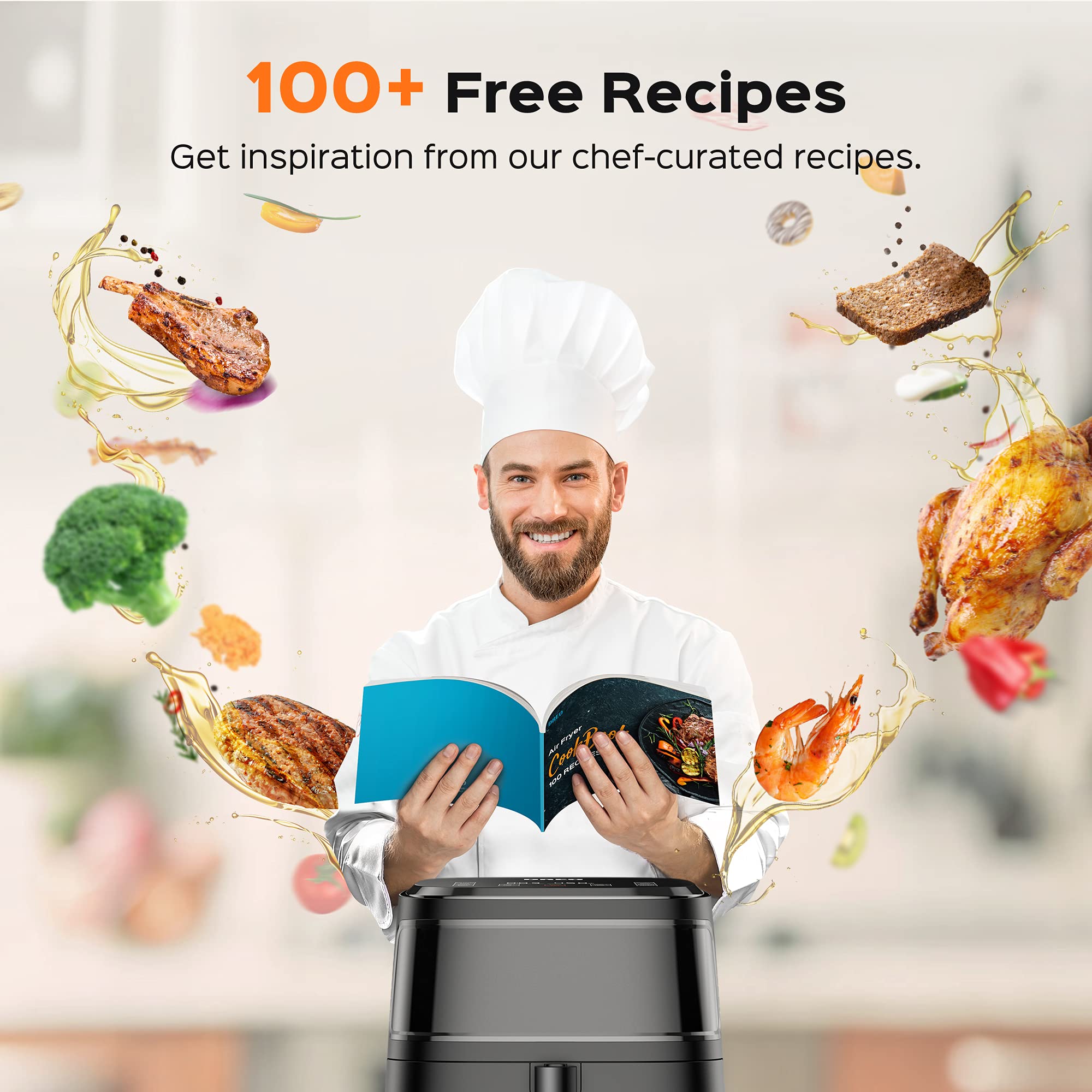 Dreo Air Fryer Pro Max, 11-in-1 Digital Air Fryer Oven Cooker with 100 Recipes, Visible Window, Supports Customerizable Cooking, 100℉ to 450℉, LED Touchscreen, Easy to Clean, Shake Reminder, 6.8QT