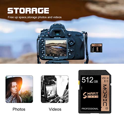 512GB SD Card High Speed Security Digital Memory Card Class 10 for Cameras,Vlogger&Videographer and Other SD Devices(512GB