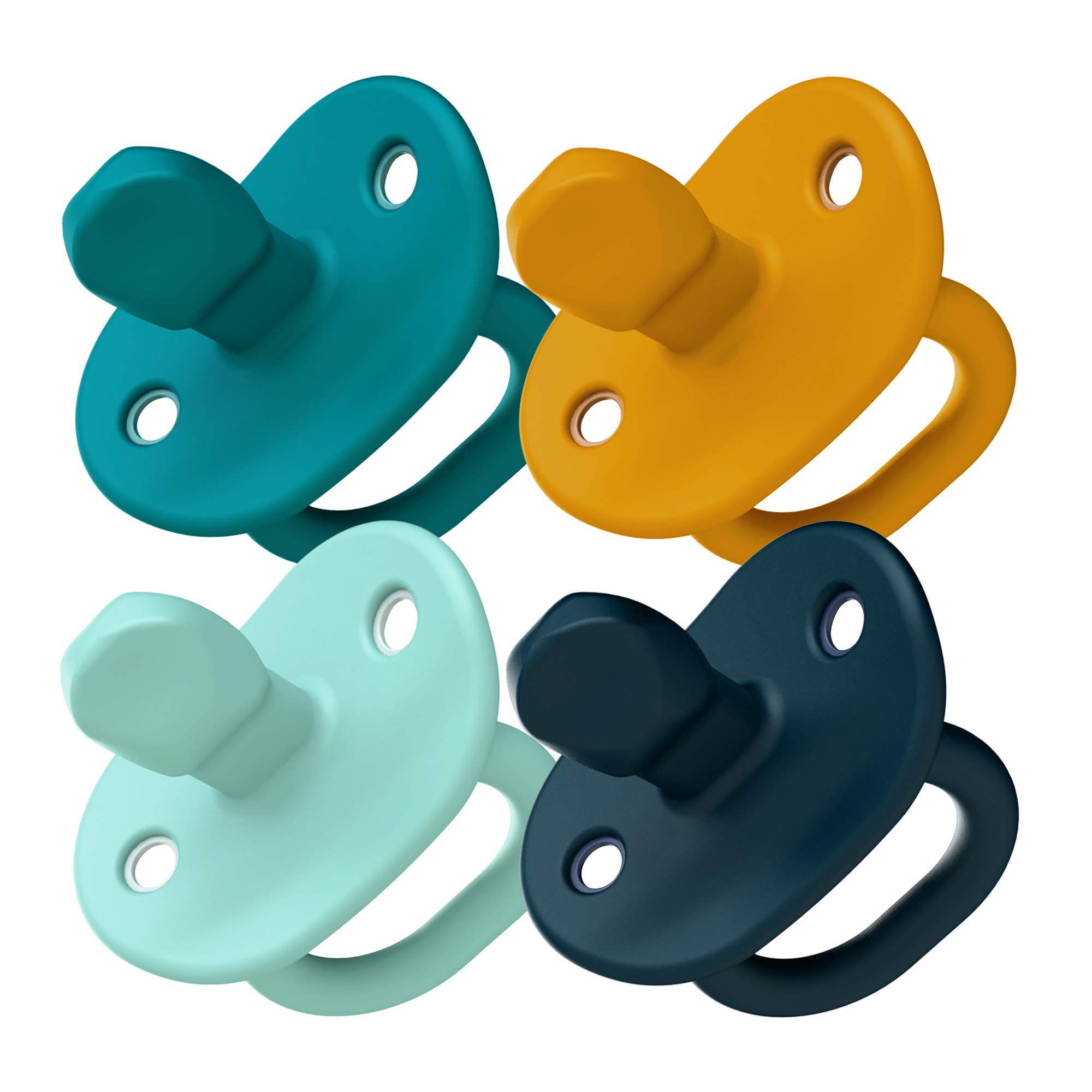 Boon JEWL Biometric Stage 3 Orthodontic Pacifier — 6-18 Months — Blue — Silicone Baby Pacifier with Soothing Gem Shaped Nipple — 2 Count