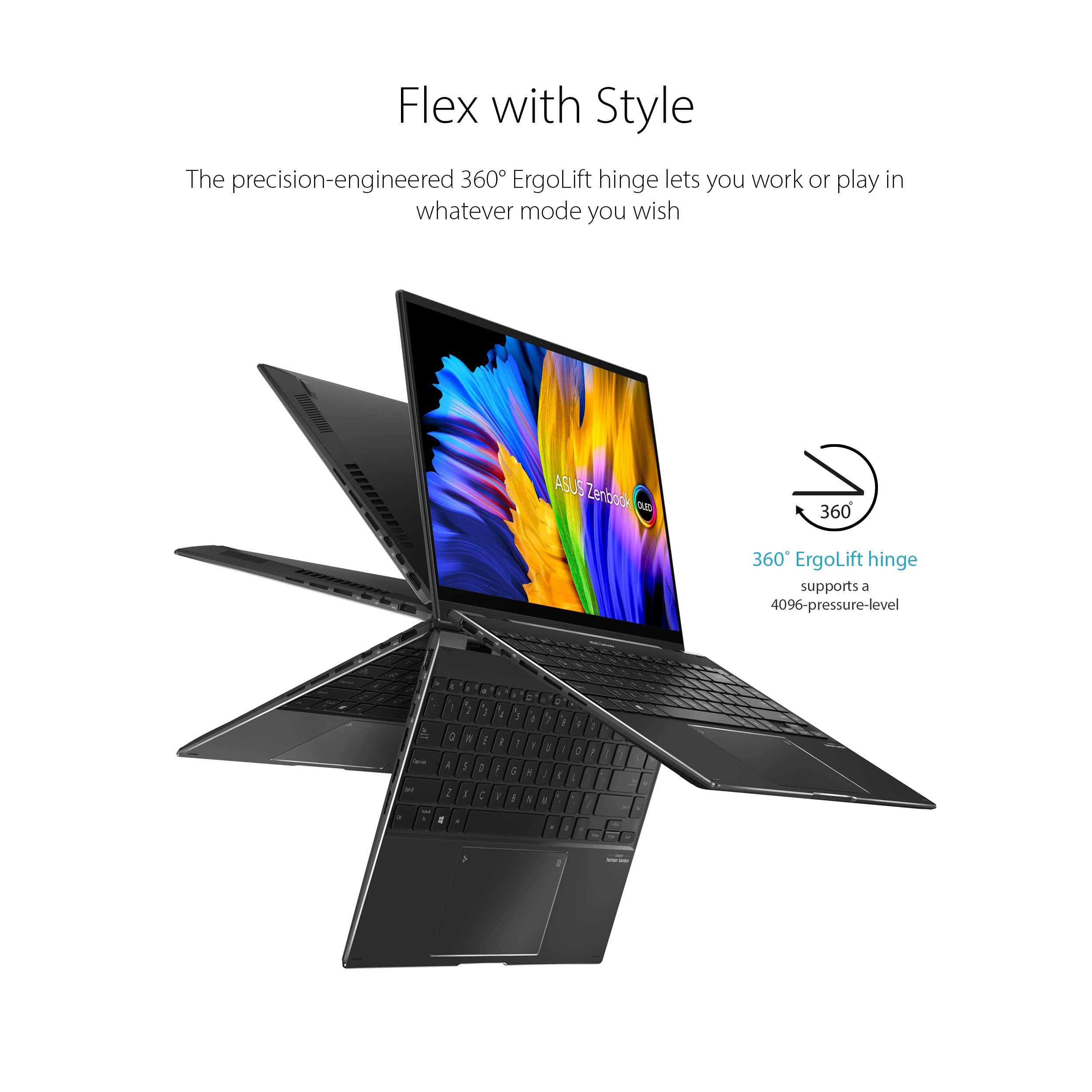 ASUS Zenbook 14 Flip OLED Ultra Slim Laptop, 14” 2.8K 16:10 OLED Touch Display, AMD Ryzen 7 6800H CPU, 16GB RAM, 1TB SSD, NumberPad, Windows 11 Home, Jade Black, UN5401RA-DB74T