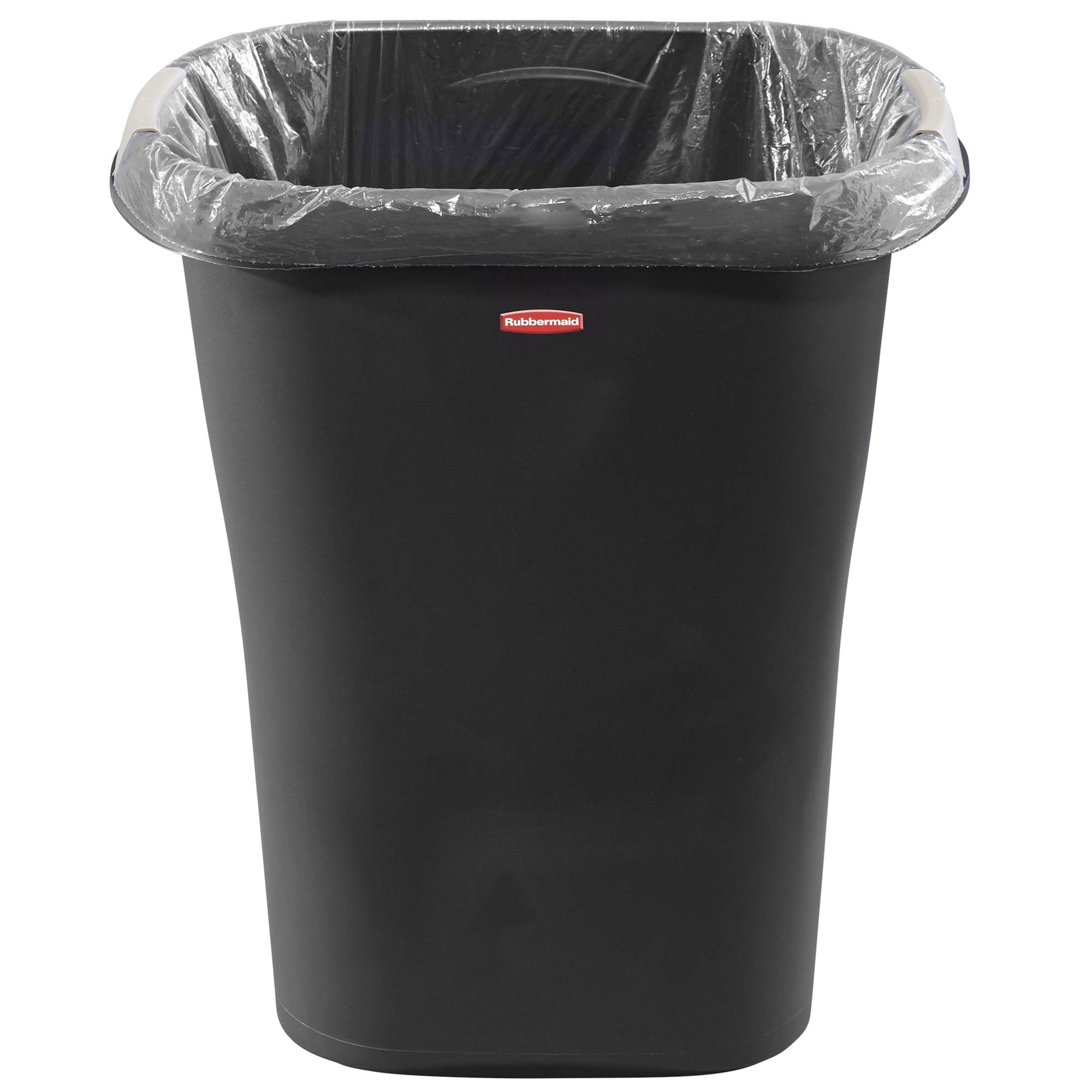 Rubbermaid Open Waste Basket, 32-Court/8-Gallon, Black, Garbage Container Bin for Kids/Adults, Fits under Desk for Kitchen/Home/Office/Bathroom/Dorm