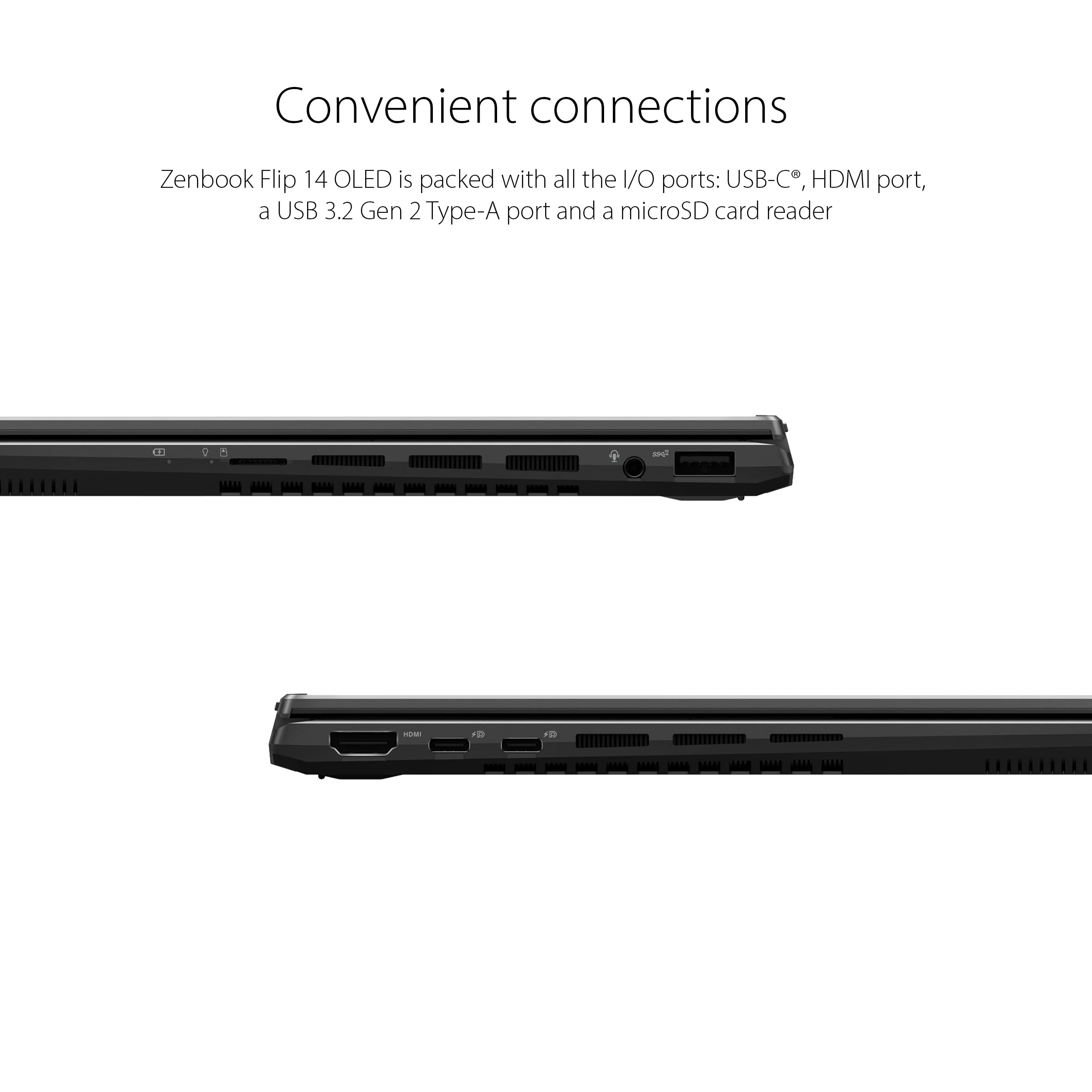 ASUS Zenbook 14 Flip OLED Ultra Slim Laptop, 14” 2.8K 16:10 OLED Touch Display, AMD Ryzen 7 6800H CPU, 16GB RAM, 1TB SSD, NumberPad, Windows 11 Home, Jade Black, UN5401RA-DB74T