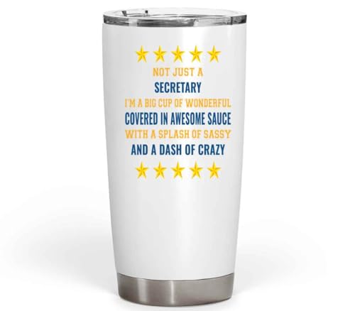 Humorous Gift Unique Secretary Gift - Big Of Humor and Sauce - Surprising Retirement Gift for an Aunt 20 Oz White Stainless Steel Fat Tumbler