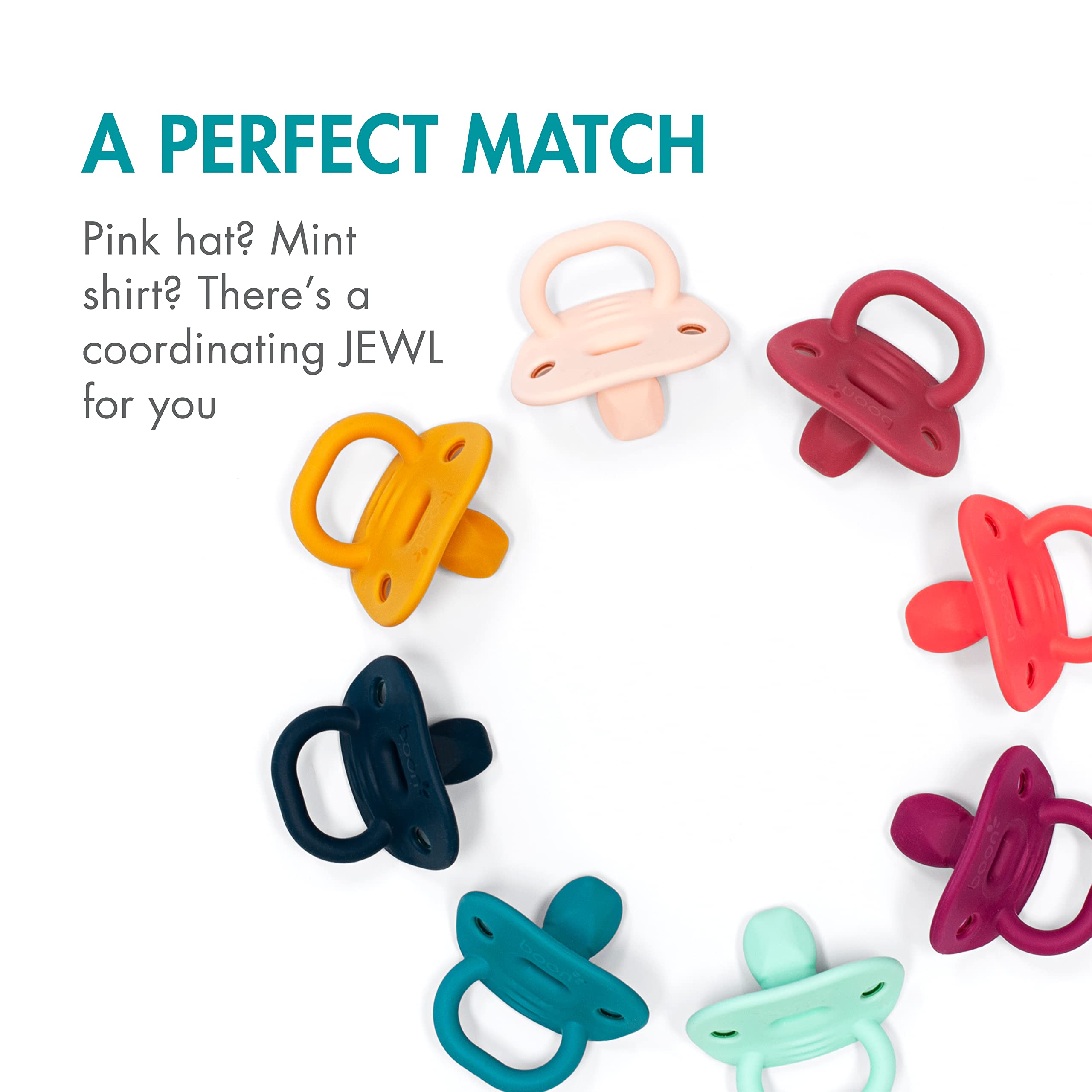 Boon JEWL Biometric Stage 3 Orthodontic Pacifier — 6-18 Months — Blue — Silicone Baby Pacifier with Soothing Gem Shaped Nipple — 2 Count