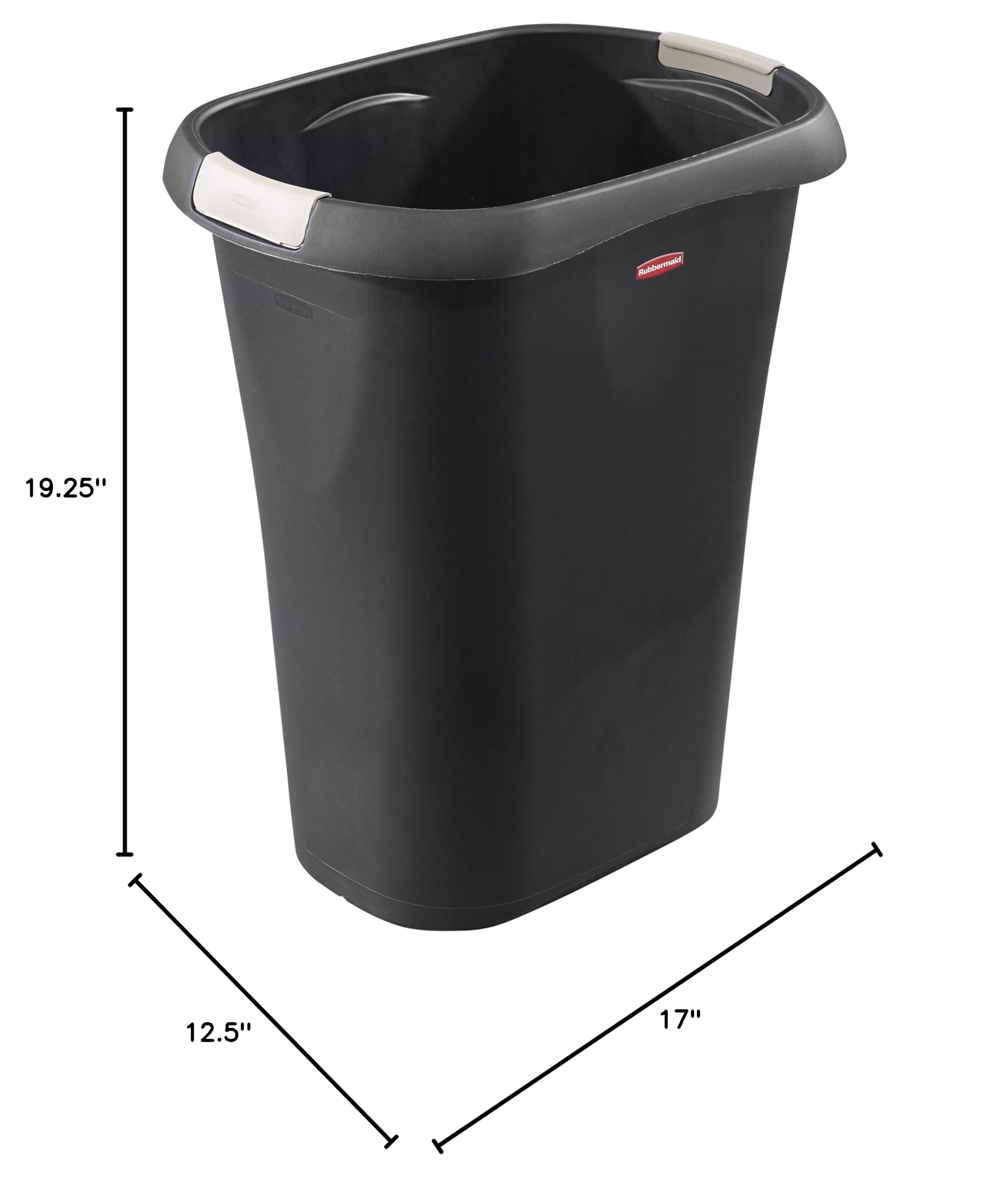Rubbermaid Open Waste Basket, 32-Court/8-Gallon, Black, Garbage Container Bin for Kids/Adults, Fits under Desk for Kitchen/Home/Office/Bathroom/Dorm
