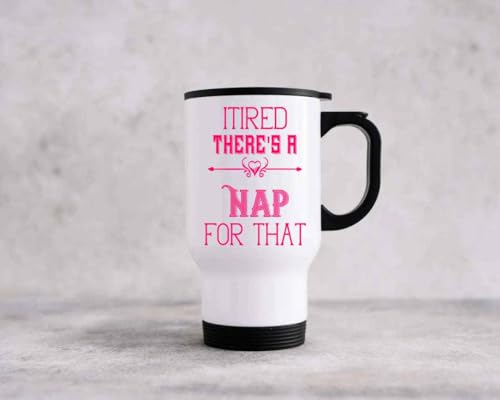 Rest & Relax Gift for Lazy Secretary, Coworkers' Surprise for the Boss - Sleeping 14 Oz White Stainless Steel Travel Mug