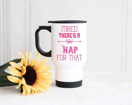 Rest & Relax Gift for Lazy Secretary, Coworkers' Surprise for the Boss - Sleeping 14 Oz White Stainless Steel Travel Mug