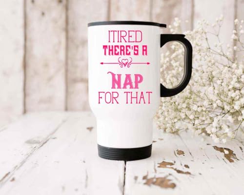 Rest & Relax Gift for Lazy Secretary, Coworkers' Surprise for the Boss - Sleeping 14 Oz White Stainless Steel Travel Mug