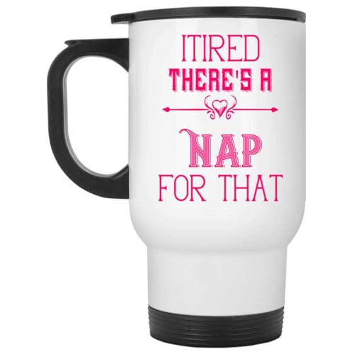 Rest & Relax Gift for Lazy Secretary, Coworkers' Surprise for the Boss - Sleeping 14 Oz White Stainless Steel Travel Mug