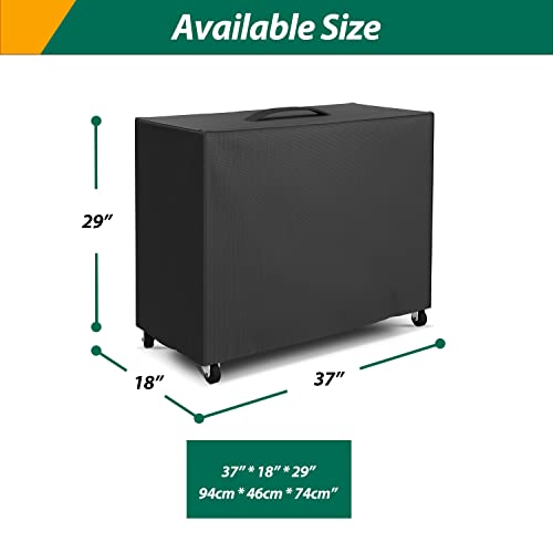 Patio Watcher Cooler Cart Cover Waterproof with Coating, Fits Most 80 Quart Rolling Cooler Cart Cover, Outdoor Beverage Cart Patio Ice Chest Protective Covers, Black，37"(L) x 18" (W) x 29"(H)