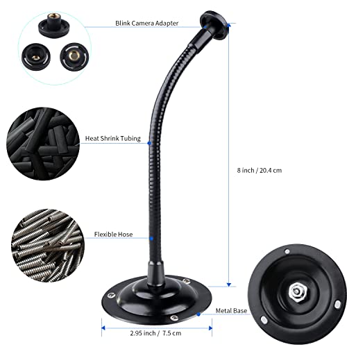 Mippko 2 Pack Camera Flexible Wall Mount Holder for Blink XT/Blink XT2 / Blink Mini/All New Blink Outdoor,Adjustment Flexible 8 inch Long Gooseneck Arm with Metal Base