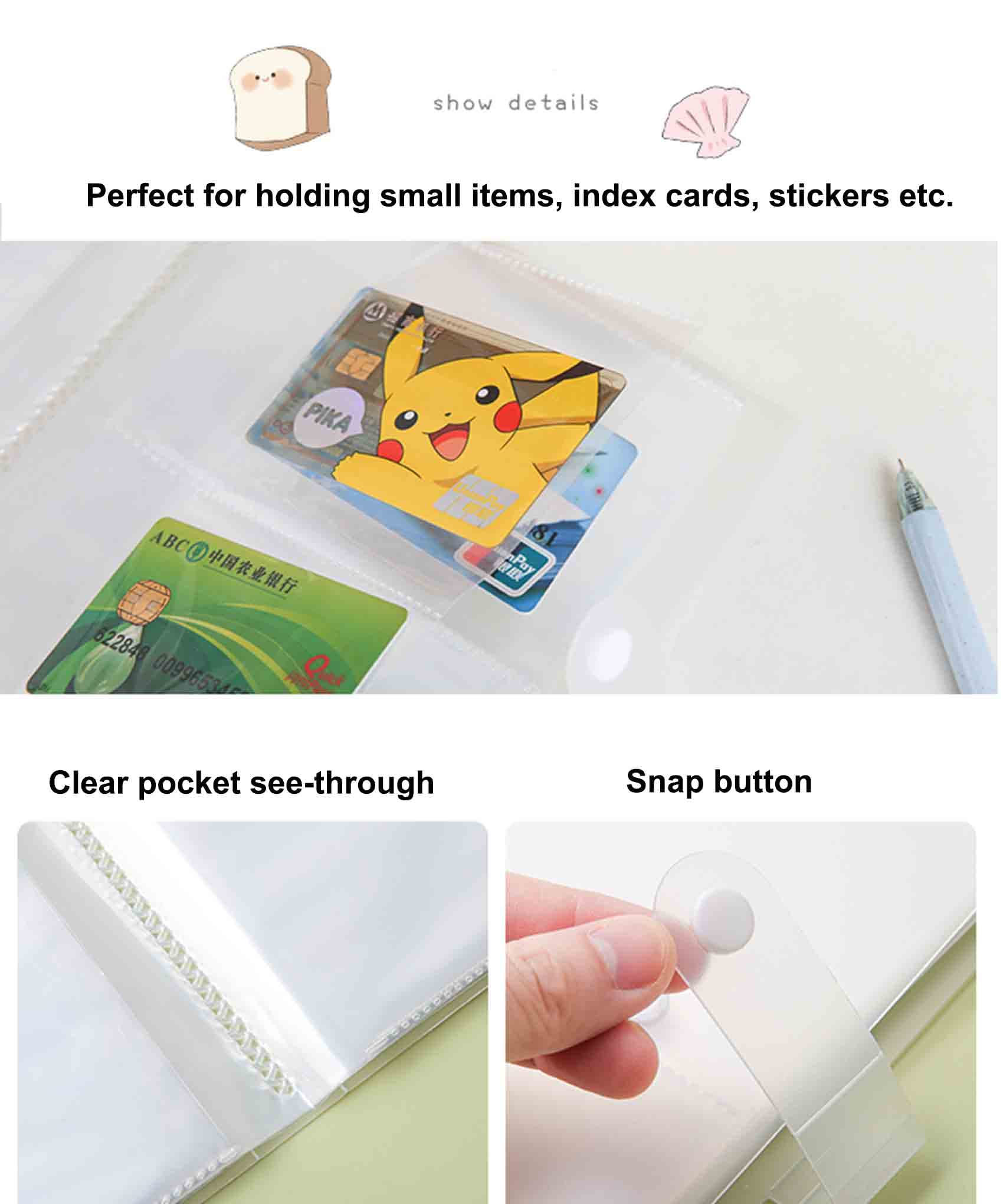 YOAVIP 3x5 Index Cards Clear Plastic Holder Organizer Pouches Book Binder 40 Page Hold 160 Cards