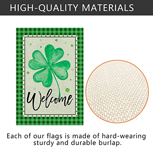 Mloabuc St. Patrick's Day Garden Flag Welcome Lucky Buffalo Lattice Yard Flag Farmhouse Double Sided Lattice Vertical Outdoor Decor 12 x 18 In
