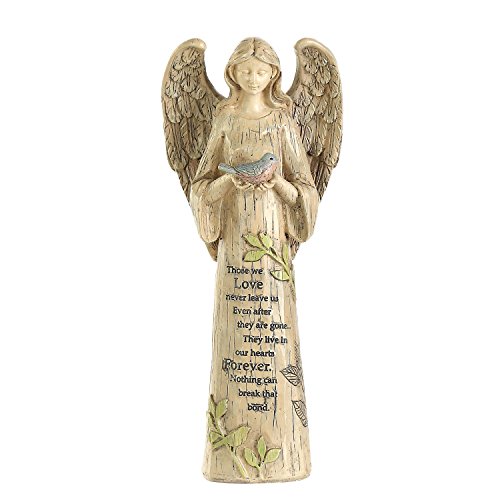 Ivy Home Memorial Angel Figurine Garden Angel Statues with Bird Garden Statuary Decoration for Garden, Yard, Patio
