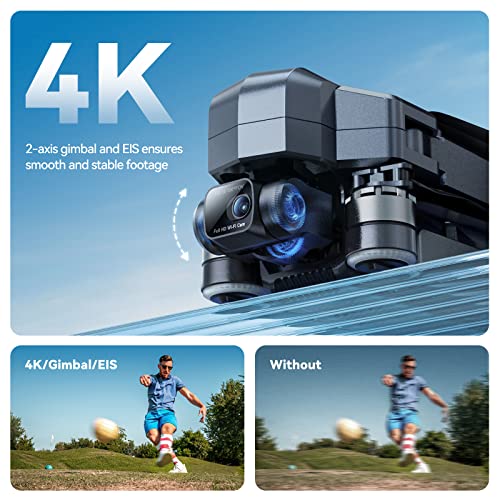 Ruko F11GIM2 Drones with Camera for Adults 4K, 9800ft Long Range Video Transmission, 3-Axis Gimbal, 56Mins Flight Time GPS Auto Return and Follow Me Quadcopter with 2 Batteries, Level 6 Wind Resistance