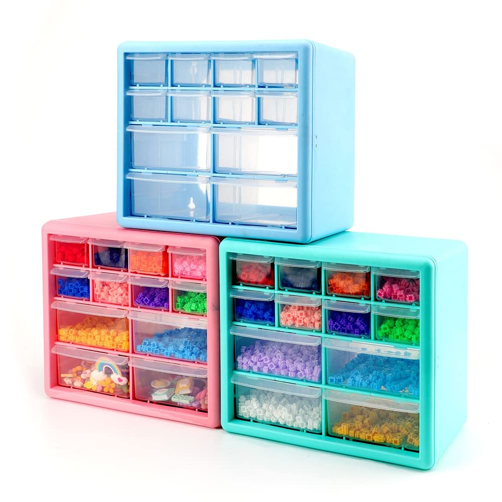 Desk Storage Organizer with 12 Drawers, Stackable Desktop Craft Drawer Cabinet, Plastic Desk Storage Box Caddy for Art DIY, Craf Jewelry, Washi Tape, Makeup, Office Supplies