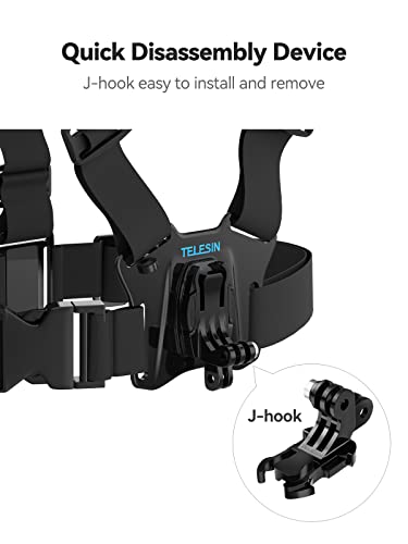 TELESIN Head Mount Strap Chest Mount Harness Video Camera Mount Accessories Kit Compatible with GoPro Hero 11,10,9,8,7,6,5,4, Session 3+, 3, 2, 1, Hero (2018),Fusion,DJI Osmo Action Cameras