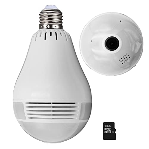 Full HD 1080P Light Bulb Camera, 360 Camera with 32G SD Card, 2.4GHz WiFi Camera, Night Vision Motion Detection Wireless Camera, Home Camera, Baby Pet Monitor
