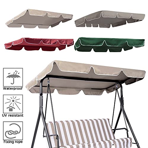Porch Swing Canopy, Replacement Waterproof Swing Top Cover, Garden Swing Seat Replacement Canopy Sun Shade Awning Cover Outdoor Patio Ham-Mock Swing Canopy (Wine)