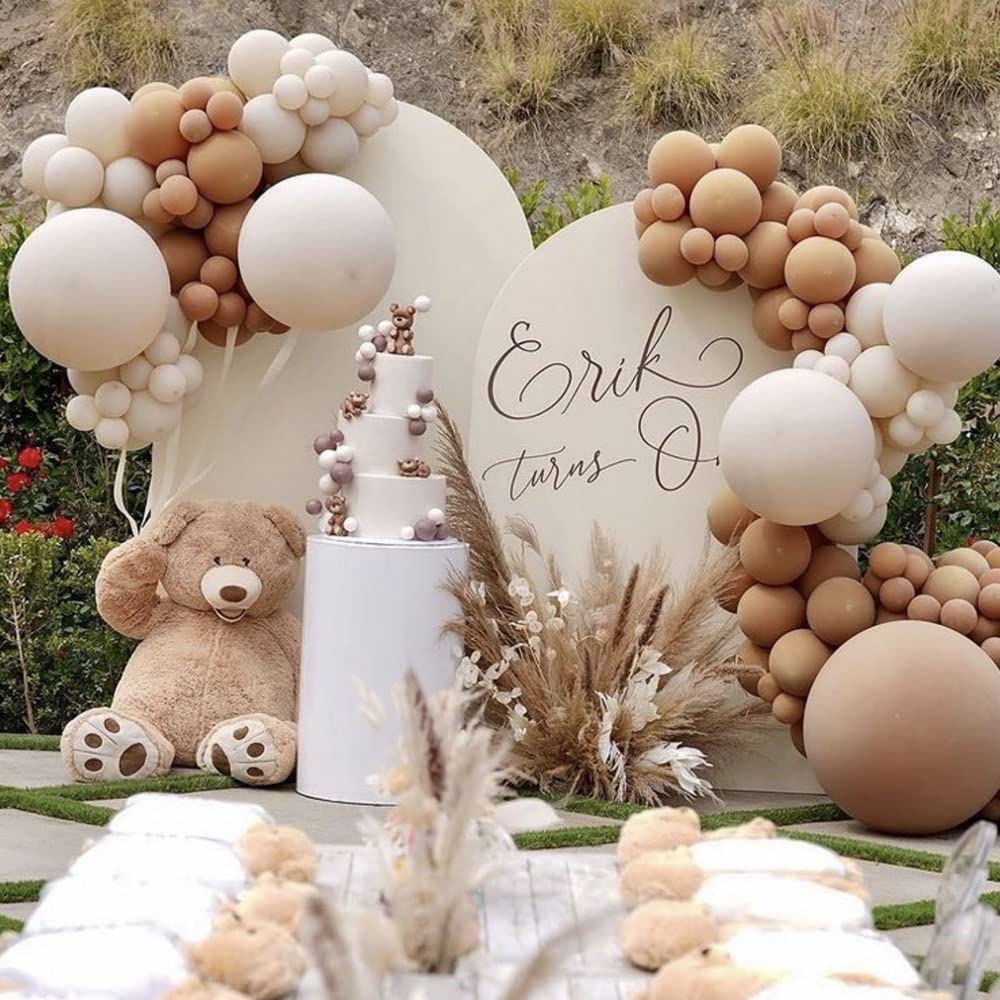 Brown Balloon Garland Kit Coffee Arch Nude Neutral Cream Teddy Bear Tan Safari Party Decorations For Boy Baby Shower Different Sizes