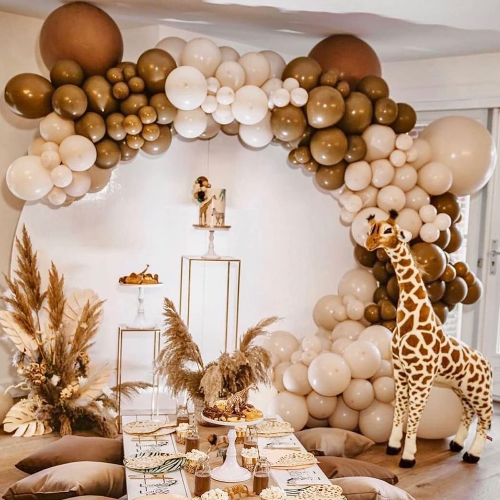 Brown Balloon Garland Kit Coffee Arch Nude Neutral Cream Teddy Bear Tan Safari Party Decorations For Boy Baby Shower Different Sizes