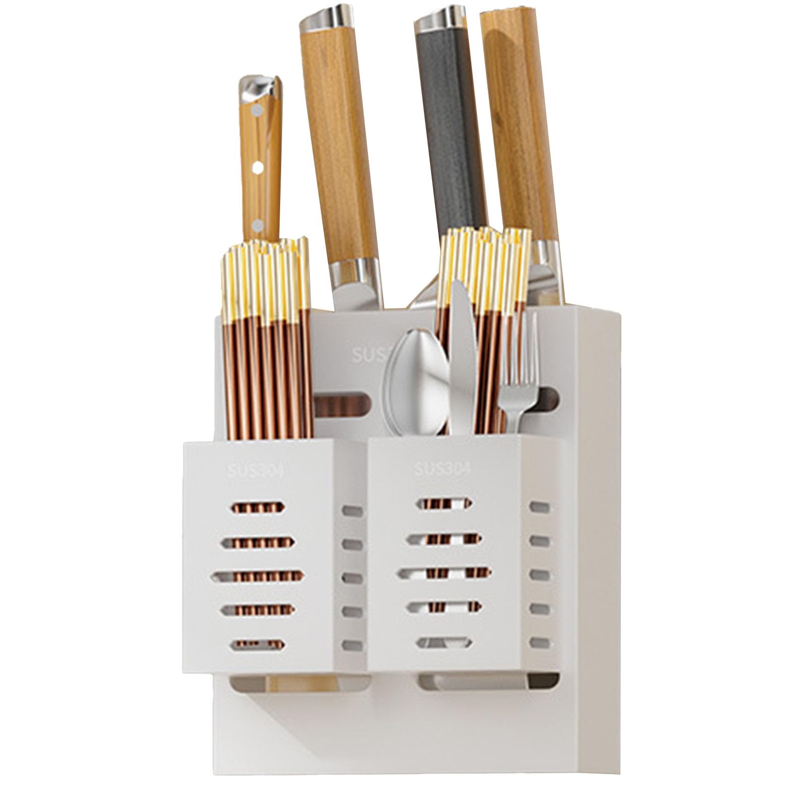 Utensil Storage Holder, Multipurpose Wall Mount Kitchen Chopstick Shelf Quick Drying Home Decor for Knife (Glossy)