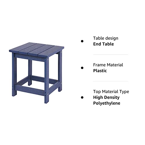 LZRS Adirondack Square Side Table, Pool Composite Patio Table,HDPE End Tables for Backyard,Pool, Indoor Companion, Easy Maintenance & Weather Resistant(Navy Blue)