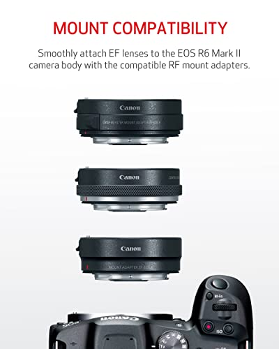 Canon EOS R6 Mark II - Full Frame Mirrorless Camera (Body Only) - Still & Video - 24.2MP, CMOS, Continuous Shooting - DIGIC X Image Processing - 6K Video Oversampling - Advanced Subject Detection