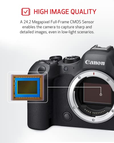 Canon EOS R6 Mark II - Full Frame Mirrorless Camera (Body Only) - Still & Video - 24.2MP, CMOS, Continuous Shooting - DIGIC X Image Processing - 6K Video Oversampling - Advanced Subject Detection